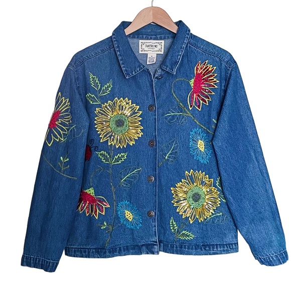 Tantrums | Jackets & Coats | Tantrums Vintage Embroidered Sunflower ...